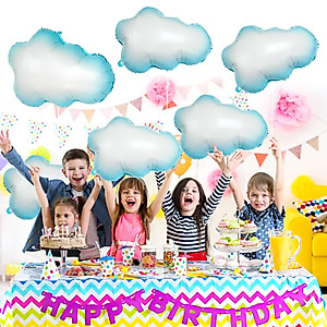 14 Pcs Cloud Balloons, Large White Clouds Foil Mylar Balloons, Happy Cloud Mylar Balloon for Birthday Themed Party Decorations Supplies