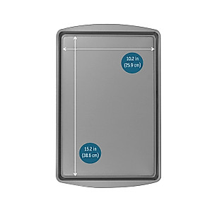 G & S Metal Products Company ProBake Teflon Xtra Nonstick Cookie Sheet Baking Pan, 15.2" x 10.2" x 0.7", Gray