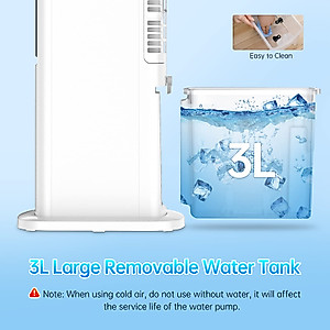 Evaporative Air Cooler, Portable Air Conditioner Fan, 35'' Evaporative Cooler with 3 Speeds & 52°Oscillation, 12-H Timer Remote Control Swamp Cooler w/Cooling Function for Home & Office