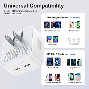 USB C Fast Wall Charger Block, 35W Dual USB C Port Fast Charging Block Power Adapter PD GaN Foldable USB Type C Plug Charger for MacBook Air, iPhone 15 14 13 12 11Pro Max XS XR, iPad Pro, AirPods Pro