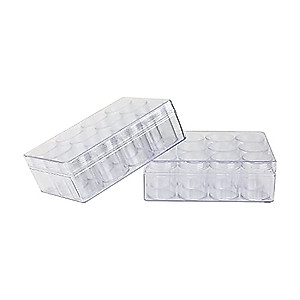 TDOTM 12 Grids Transparent Plastic Diamond Painting Storage Containers, Jewelry Earring Beads Sewing Pills Beads Organizers Storage Container Bottle(2 Pack)