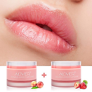Lip Scrub Mask, Lip Sleeping Mask with Double Effect, Repair Lip Mask for Dry, Cracked Lips, Lip Moisturiser for Lip Treatment Care, Lip Repair Balm (Strawberry)