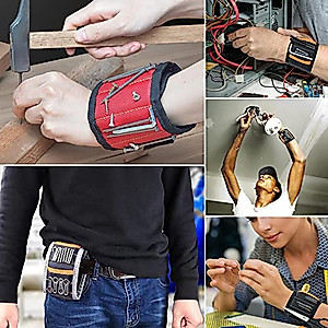 CHOIMOKU Magnet Wristband for Screws Magnetic Wristband for Tools Wrist Tool Gifts for Men, 10 Strong Magnets Tool Belt Screw Holder for Dad, Husband, Handyman, Mechanic, Electrician