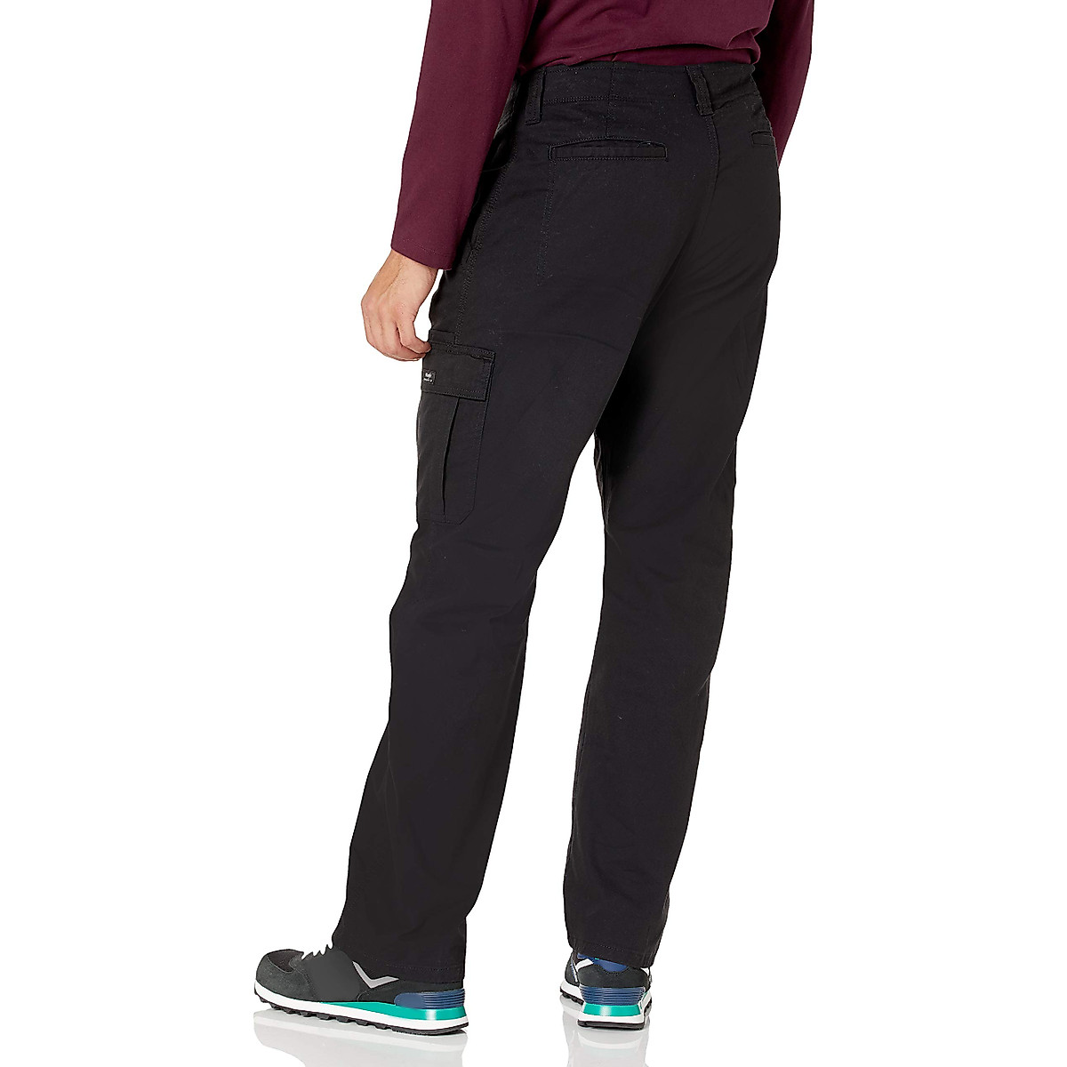 Wrangler Authentics Men's Relaxed Fit Stretch Cargo Pant, Black, 34W x 30L