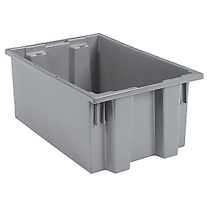 Akro-Mils 35190 Nest and Stack Plastic Storage Container and Distribution Tote, (19-1/2-Inch L x 15-1/2-Inch W x 10-Inch H), Gray, (6-Pack)