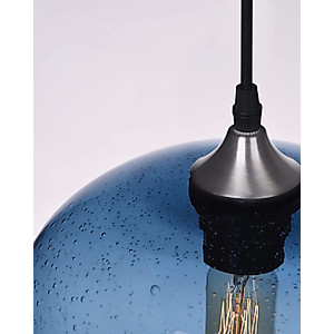 ARIAMOTION Pendant Lighting for Kitchen Island Blown Glass Blue Modern Seeded Bubbles Mini Light Fixtures Dining table Bathroom Bedroom Sink Brushed Nickel 8.5 inch Diam 2 Pack