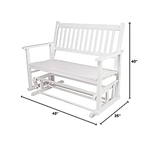 Shine Company 4215WT Torrey Outdoor 2 Person Glider Loveseat | Patio Glider Bench for Indoor/Outdoor – White