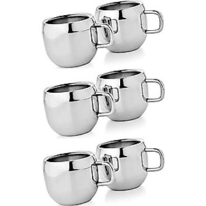 WhopperIndia Stainless Steel Coffee Cup Mug Double Wall Stainless Steel Tea Cups, Reusable & Dishwasher Safe Set of 6