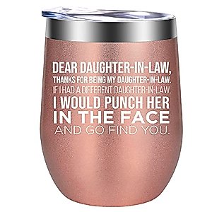GSPY Wine Tumbler - Daughter in Law Gifts - Dear Daughter in Law Mug - Funny Birthday, Mothers Day Gifts for Daughter in Law - Daughter in Law Gift, Future Daughter in Law Gifts from Mother in Law