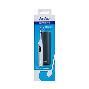 Jordan* ® | Clean Smile Electric Toothbrush for Adults | Rechargeable Toothbrush Electric with Quick Charge, Long-Lasting Battery, Pressure Sensor, 2 Speed Modes | Includes Travel Case | Black Color