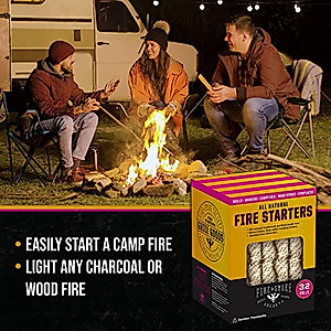 PK Grills Fire & Smoke Society Natural Starters for Grill Wood Burn Stove Fireplace Camping BBQ Outdoor Camp Pit Charcoal Chimney Pizza Oven Firestarters 2-Pack, 64 Count, PKUA-FSFS2 Multicolor
