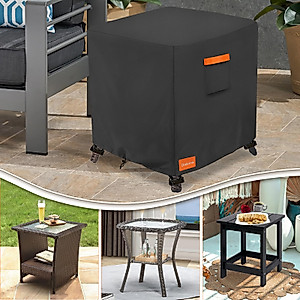 Dalema Outdoor Adirondack Side Table Cover,Heavy Duty 600D 100% Waterproof Patio Small Outdoor Table Covers,Outside Weather Resistant Furniture Cover for End Table.22"x22"x18",Black.