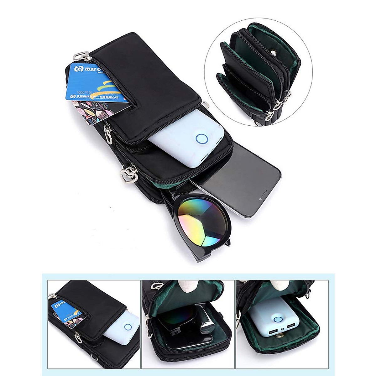 Women Crossbody Cell Phone Purse Wallet Case Wristband Armband Bag for Samsung Galaxy S23 Ultra S22 Ultra S21 Ultra Note 20 A14 A13 A03S A53 5G, iPhone 14 Pro Max, Moto G Stylus 2022 OnePlus (Black-L)