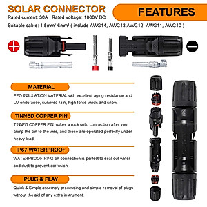 ALAMSCN 47PCS Solar Crimping Tool Kit for Solar Panel Cable Wire, Solar Crimper + Male Female Solar Connector + Spanners Wrench + PV Cable Clips for 2.5/4/6mm² Solar Wiring
