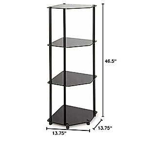 Convenience Concepts Designs2Go Classic Glass 4 Tier Corner Shelf, Black Glass
