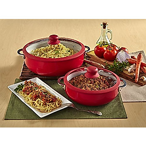 IMUSA USA Ceramic Nonstick Caldero Set 2-Piece, Red