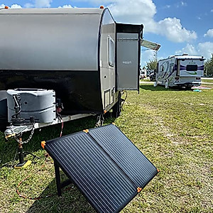 FlexSolar 100W Solar Panel Charger with 20A PWM Charger Controller, SAE 8mmDC Anderson Output IP65 Waterproof Foldable Suitcase with Kickstand Power Emergency for Battery Generator Power Station