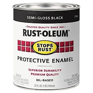 Rust-Oleum 7798502 Stops Rust Brush On Paint, 1 Quarts (Pack of 1), Semi-Gloss Black, 32 Fl Oz