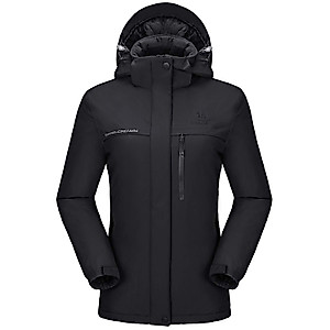 CAMEL CROWN Womens Ski Jacket Waterproof Snowboard Winter Snow Warm Ski Coat for Women New Black M