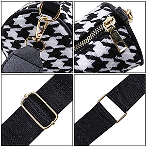 Women Fashion Houndstooth Printed Crossbody Shoulder Bag Lady Small Clutch Handbag with Mini Wallet Coin Purse