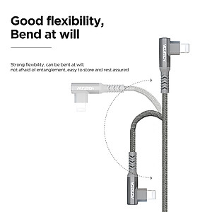 VCUTECH Lightning Data Cable to USB-C 1.1 ft/35 cm MFI Certified for DJI Mini 3 Pro/Mini 2/Air 2S/Mavic Air 2/Mavic 3 Remote Controller OTG Extension Cable Cord Accessories, 90 Degree Fast Charging