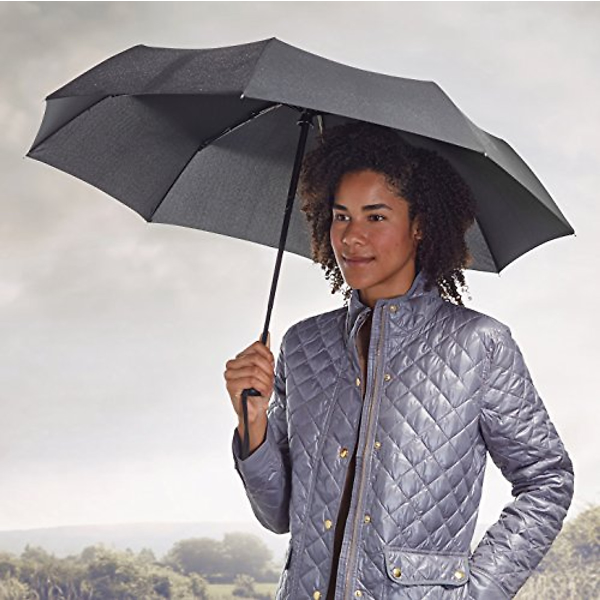 Amazon Basics Automatic Small Compact Travel Umbrella - Black