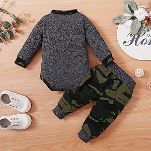 6-12 Months Boy Clothes Toddler Infant Boys Girls Outfit Long Sleeve Plaid Tops + Pants Outfit Set 2Pcs, Camouflage Outfit 6-12 Months/90cm
