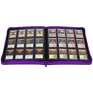 BCW Z-Folio LX Zipper Portfolio - Premium Purple Leatherette 12-Pocket Playset Album - Secure Zipper - 480 Card Capacity - Card Collector's Dream - Card Organizer - Trading Card Storage