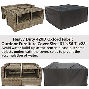 8 PCS Outdoor Furniture Fully Assembled Patio Conversation Furniture Sets Wicker Rattan Outside Sectional Sofa Couch Space Saving Deep Seating with Back Cushion Ottoman Coffee Table Grey-W/Cover