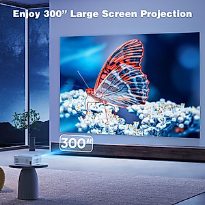 5G WiFi Projector with Screen, 400 ANSI Real Native 1080P 4K Outdoor Projector for Theater Movies, Synchronize Smartphone, Compatible W/ TV Stick/HDMI/PS4/Console [120'' Screen Included]