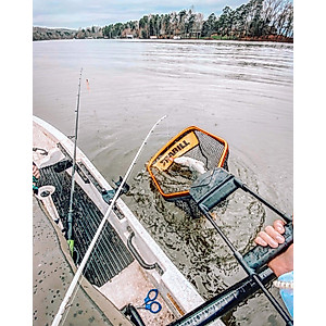 Frabill Trophy Haul Bearclaw 1418 Fishing Net, One Hand Designed Landing Net with built in Light, Black and Gold (FRBNX14L)