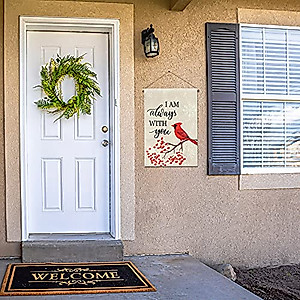 2 Pcs Cardinal Garden Flags Gifts Decor for Graves When Cardinal Appear Memorial Yard Flag I Am Always with You Cemetery Flag Bereavement Gift Outdoor Decoration, 12.5 x 18 Inch