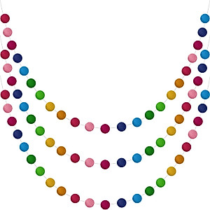 Wool Felt Ball Garland Colorful Pom Pom Garland Handmade 6.5 Feet Long 24 Balls Felt Ball Garlands for Wall Christmas Tree Decoration (3)