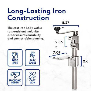 New Star Foodservice 7006841#1 Manual Table Can Opener with Plated Steel Base For Cans Up to 11” Tall