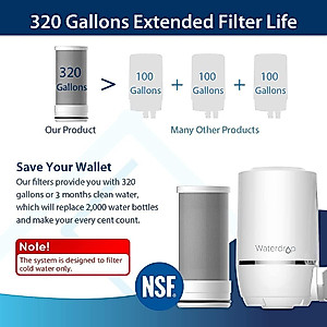 Waterdrop WD-FC-01 NSF Certified 320-Gallon Longer Filter Life Water Faucet Filter & Replacement Filters for ACF Faucet Filtration System