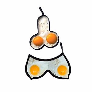 Tiydiygo 2PCS Funny Egg Fryer Mold Set, Egg Ring with Handle,Interesting Omelette Mold DIY Dine Food Making Tools for Breakfast Sandwich Biscuits Muffins Scones Bread