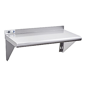 Profeeshaw NSF Stainless Steel Shelf 12” x 24”, 230 lb Commercial Shelves Wall Mounted Metal Shelving with Backsplash and 2 Brackets for Restaurant, Bar, Utility Room, Kitchen and Garage