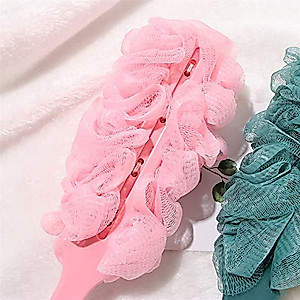 INGVY Dry Brushing Body Brush 1PC Soft Mesh Long Handle Back Brush Exfoliating Sponge Scrubber Hanging Loofah Cleaner Body Bath Shower Bathroom Supplies (Size : Beige)