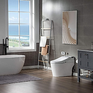 WOODBRIDGE B0960S Auto Flush, Auto Open & Auto Close, 1.28 GPF Single Flush Toilet with Intelligent Smart Bidet Seat and Wireless Remote Control, Chair Height