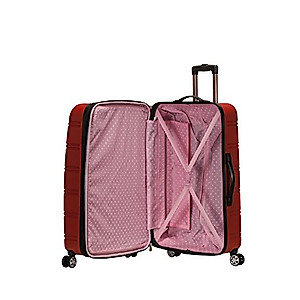 Rockland Melbourne Hardside Expandable Luggage with Spinner Wheels, RED, Checked Large 28"