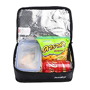 MIER Insulated Lunch Box Bag Expandable Lunch Pack for Men, Women, Kids, Black