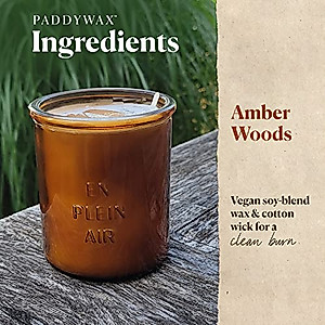 Paddywax Firefly Candle Co. En Plein Air Scented Candles with Soy Wax Blend and Reusable Glass Jar for Home Fragrance and Aromatherapy Ideal for Gifting - 10 Ounce, Amber Woods