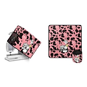 Kathyboom Milk Cow Sewing Machine Dust Covers & Mat for Table with Pockets Durable Sewing Machine Pad Dust Resistant Sewing Machine Dust Cover Easy to Clean Christmas Decor