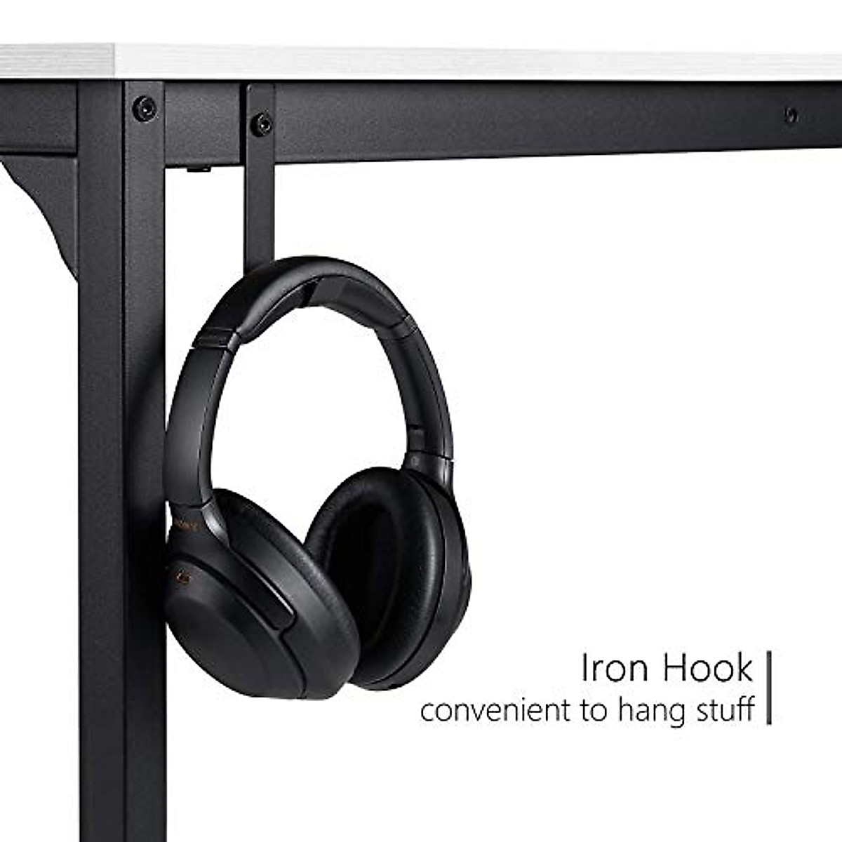CubiCubi Computer Desk 32" Study Writing Table for Home Office, Modern Simple Style PC Desk, Black Metal Frame, White