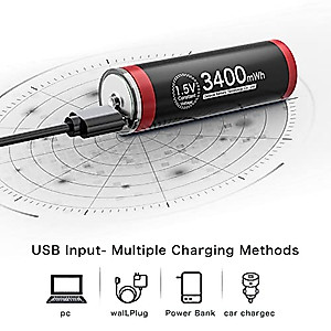 Deleepow USB Rechargeable AA Batteries 4 Pack, USB C Rechargeable Double A Lithium Batteries, 3400mWh 1.5V with 2-in-1 Charging Cable, 1 Hour Fast Charging AA Rechargeable Battery
