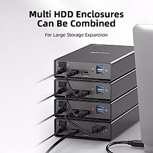 MAIWO External Hard Drive Enclosure(6Gbps) with Hub Expander for 3.5 2.5 Inch SATA SSD HDD USB C to SATA III with UASP, 1 Port USB C Hub/2 Port USB A 10Gbps Hub,Compatible with Seagate Samsung Xbox