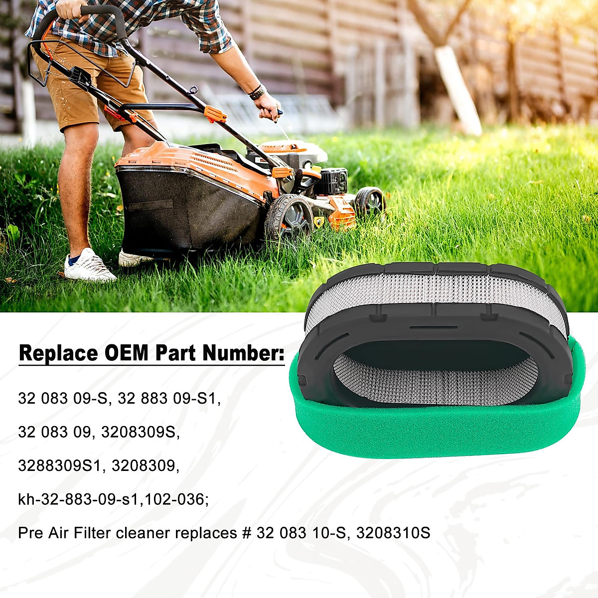 FHSJXR 32 083 09-S 32 883 09-S1 Air Filter for Kohler KT715 KT725 KT730 KT735 KT740 KT745 KT610 KT620 19HP-26HP Engine Cub Cadet XT1 XT2 Kohler 7000 series Lawn Mower Air Filter KH-32-883-09-S1
