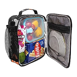 AUUXVA Lunch Bag Sport Basketball Insulated Lunch Box Ice Cooler Tote Bag Handbag Lunchbox Shoulder Strap for Boys Girls Women Men