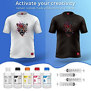 NGOODIEZ DTF Ink Refill for DTF Printer Conversion Kit Direct to Film Printing on T-Shirt (5x250 ml)