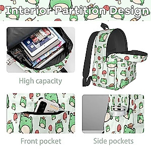 PARN Cute Frog Backpack For Women Men, 16.9 Inch Cute Frog Laptop Backpack College Bag Cute Travel Backpack